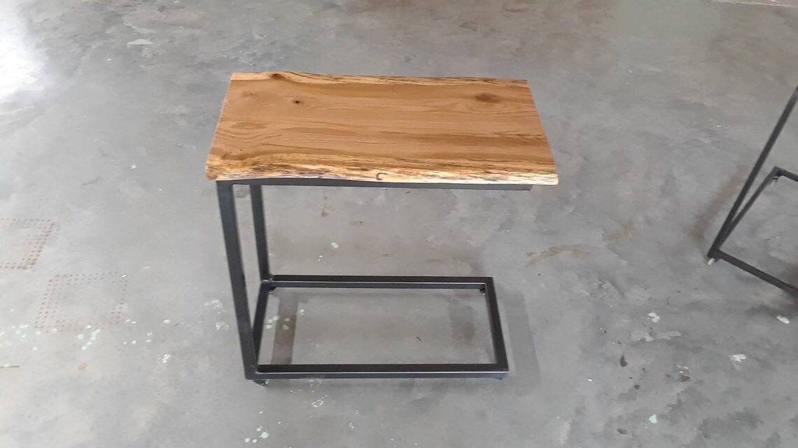 Rustic Live Edge C Table With Casters / End Table / Side Table - Etsy