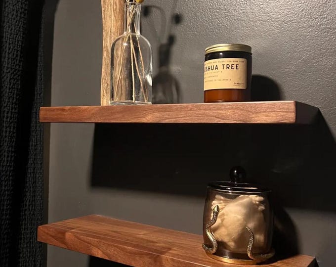 Walnut Floating Shelves With Bracket Dark Wood Floating Shelves, Walnut ...