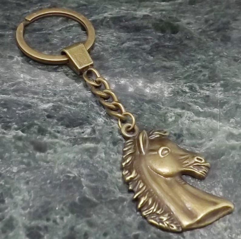 Horse Head Key Chain Bronze Effect Key Ring Horse Gifts for - Etsy