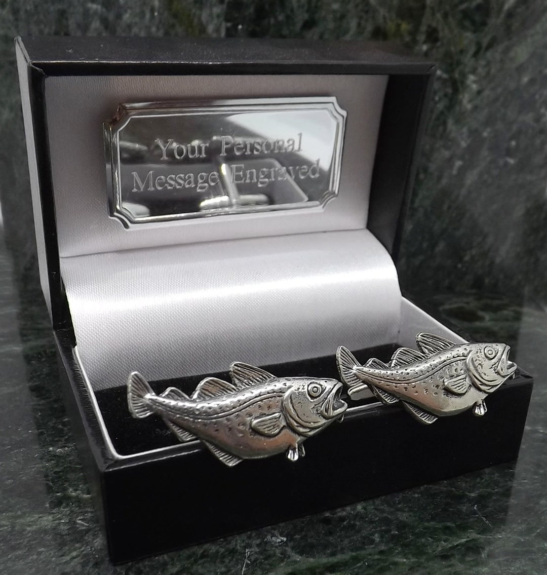Cod Cufflinks Personalised Cufflinks Silver Cufflinks Fish Cufflinks ...