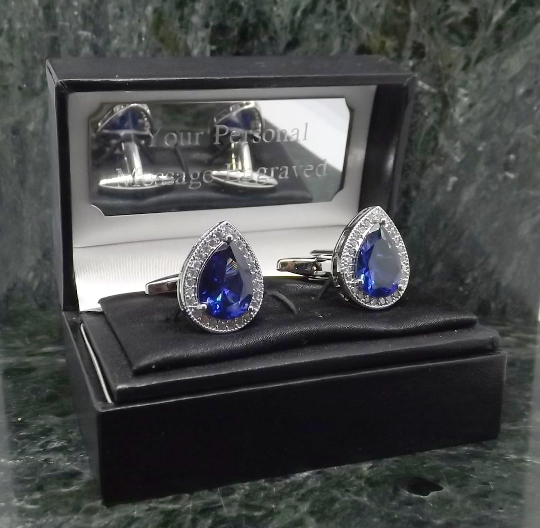 Sapphire Blue Swarovski Cufflinks Personalised Cufflinks Crystal ...