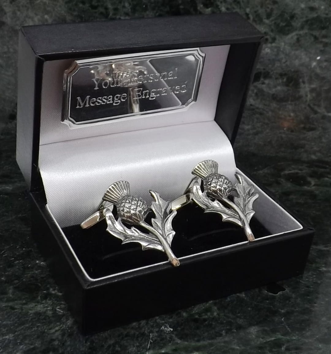 Scottish Thistle Cufflinks Personalised Cufflinks Silver Cufflinks ...