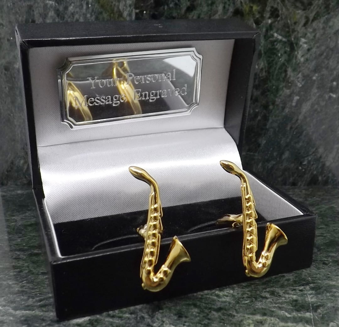 Saxophone Cufflinks Personalised Cufflinks Music Cufflinks Gold Plate ...
