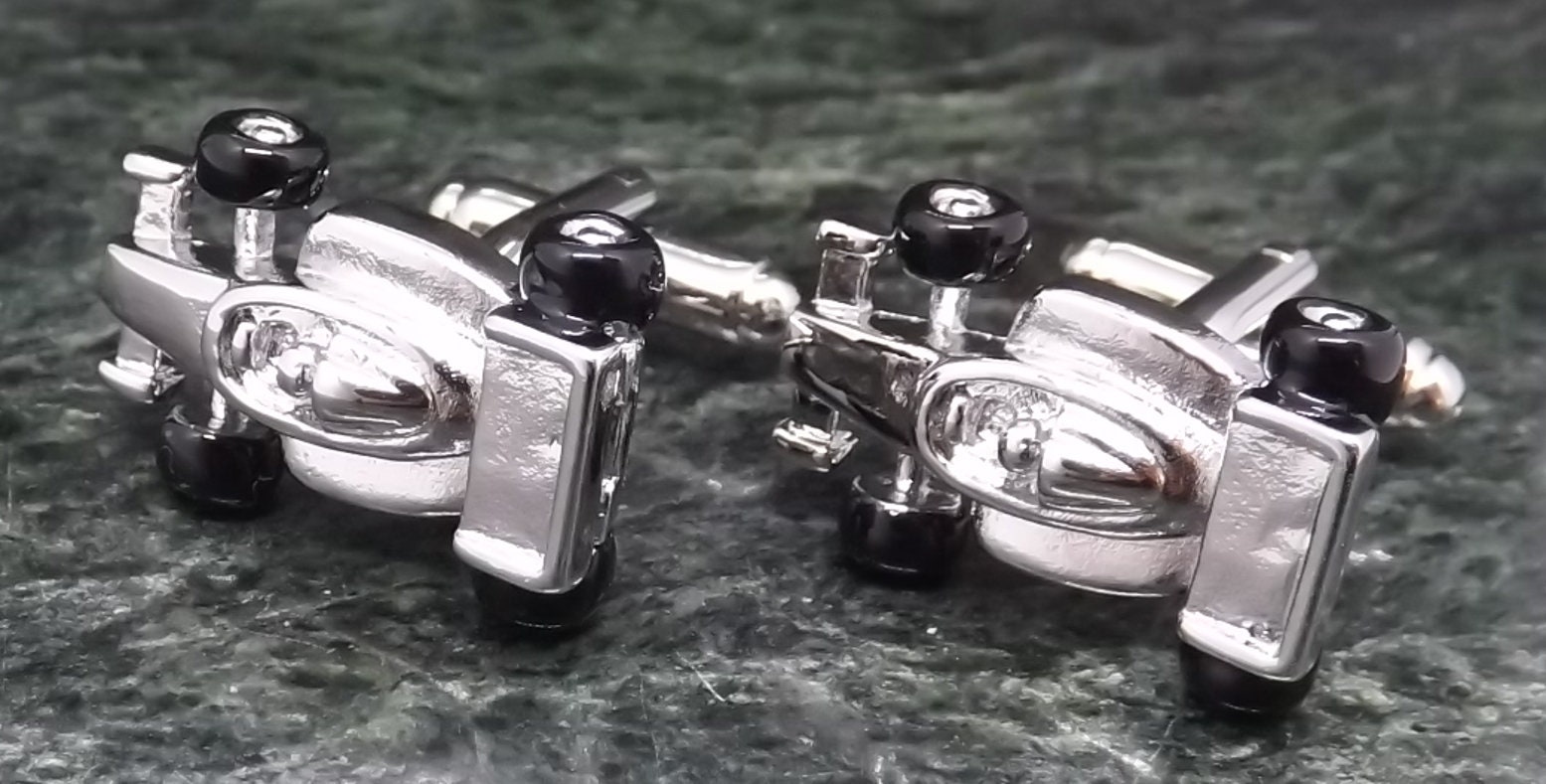 Silver Race Car Cufflinks Personalised Cufflinks Formula 1 Cufflinks ...