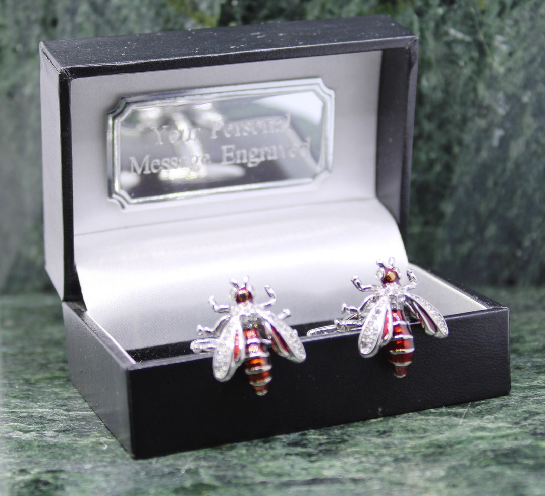 Wasp Cufflinks Personalised Bee Cufflinks Crystal Cufflinks Gem Stone ...