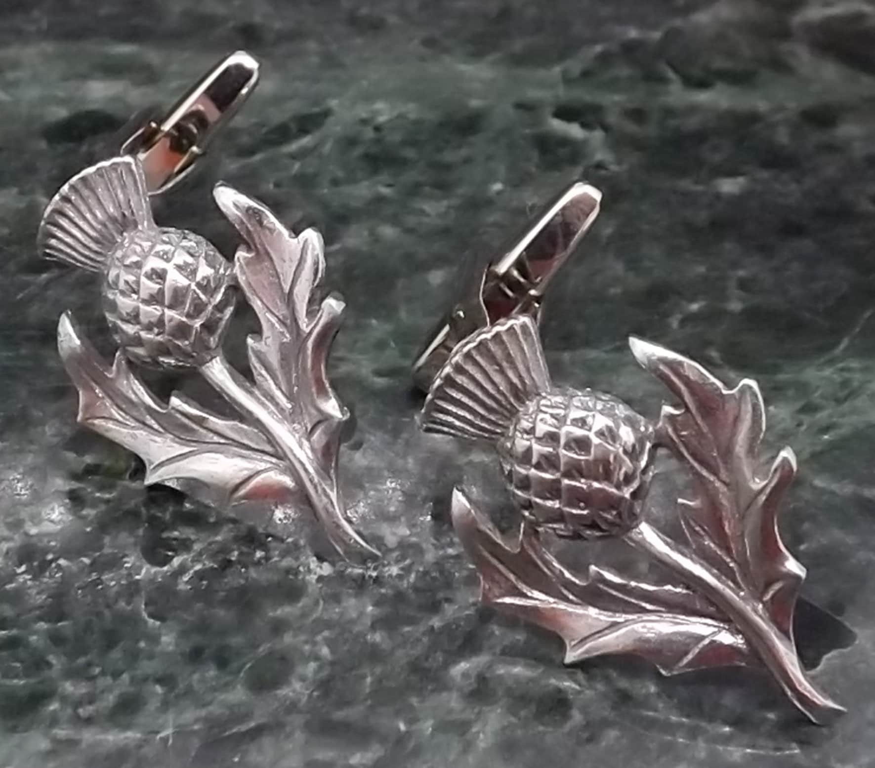 Scottish Thistle Cufflinks Personalised Cufflinks Silver | Etsy UK