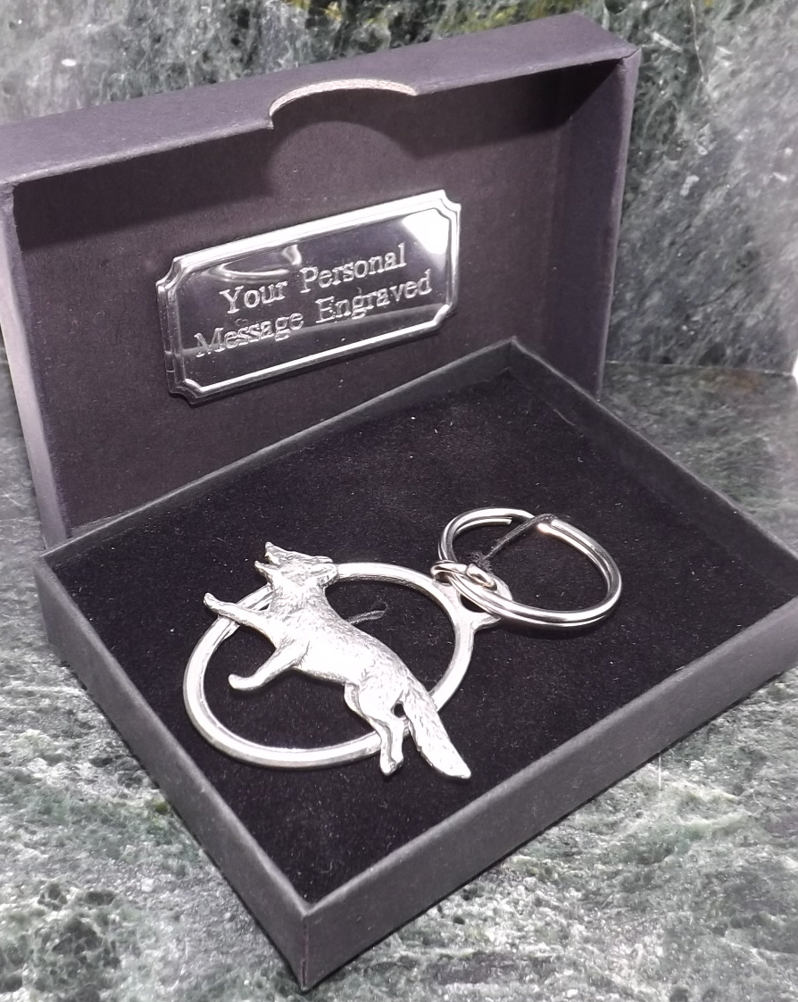 Fox Key Chain English Pewter Key Ring Silver Hunting Gifts for Men ...