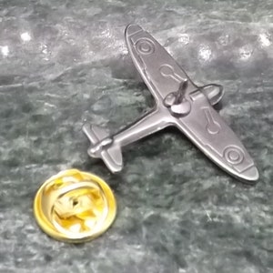 WWII Spitfire Plane Lapel Pin Personalised Gift Antique Bronze Colour ...