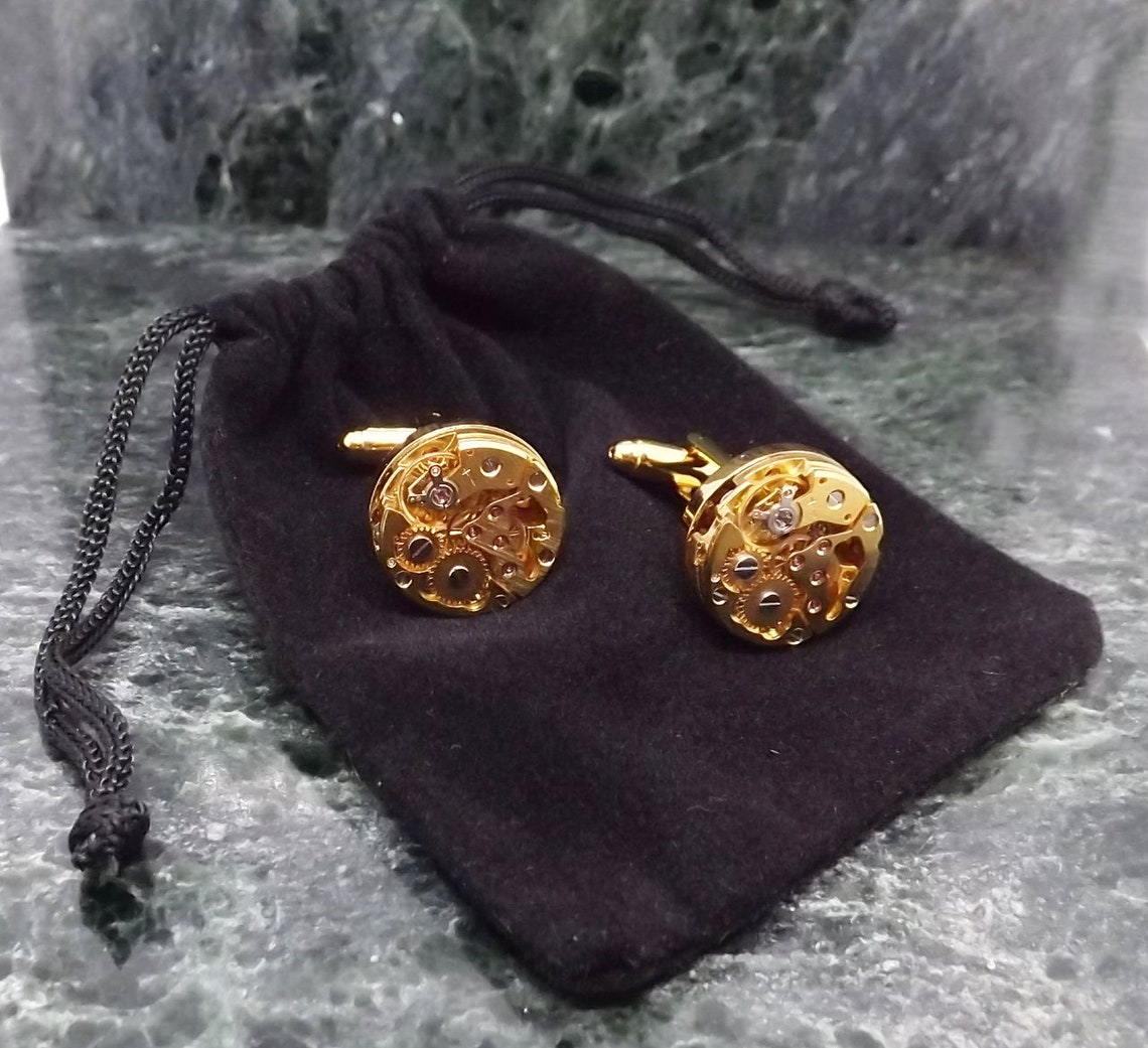 Gold Cufflinks Personalised Cufflinks Watch Cufflinks Steam Punk ...