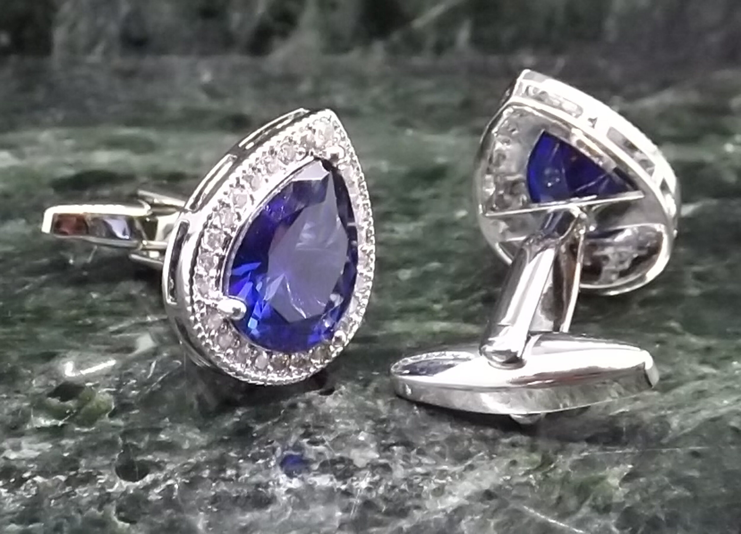 Sapphire Blue Swarovski Cufflinks Personalised Cufflinks - Etsy