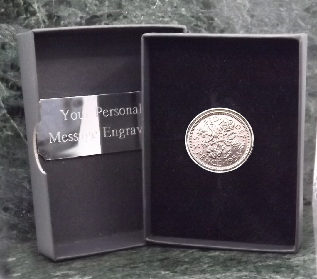 1954 70th Sixpence Lapel Pin, Born 1954 Gift Pin Badge, Silver Sixpence ...