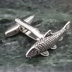Carp Cufflinks Personalised Cufflinks Silver Cufflinks Fish Cufflinks Fisherman Gift Cufflinks ...