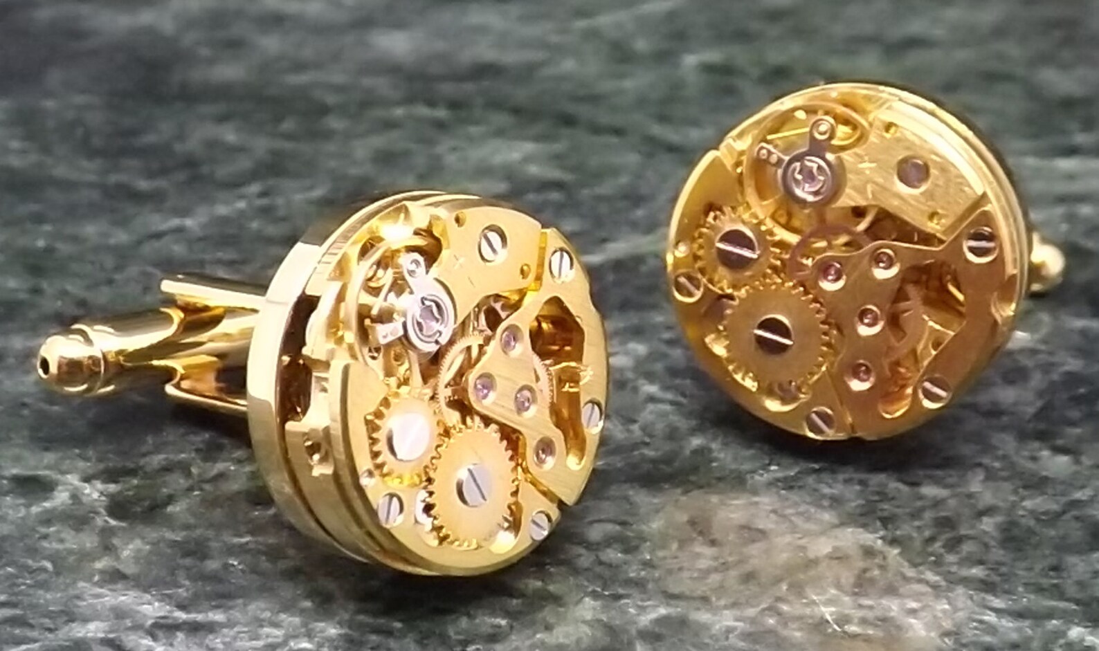 Gold Cufflinks Personalised Cufflinks Watch Cufflinks Steam Punk ...