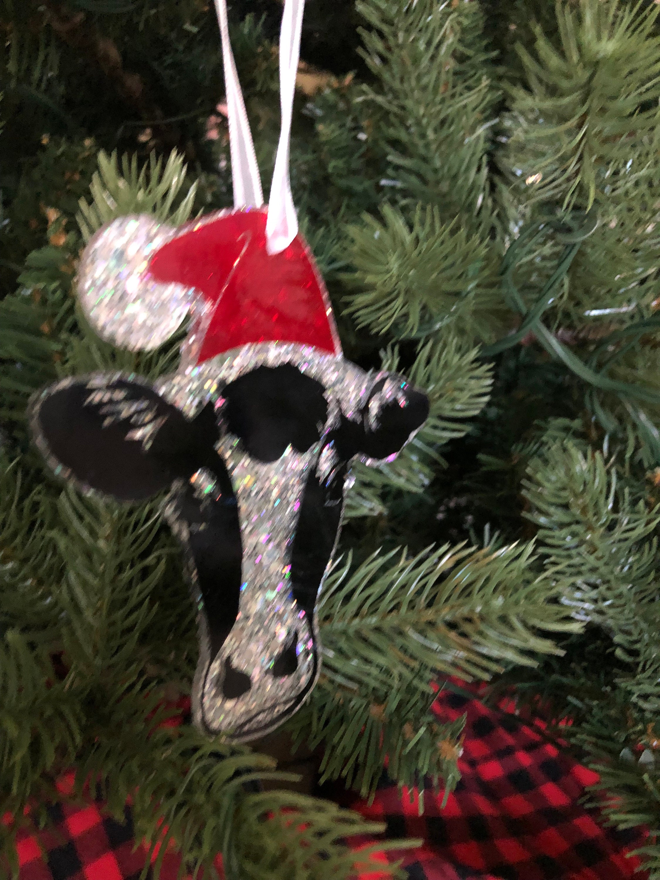 Heifer With Santa Hat Heifer Christmas Ornament Cow With - Etsy