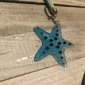 Starfish Keychain, Starfish Gift, Glitter Starfish, Ocean Life Keychain ...