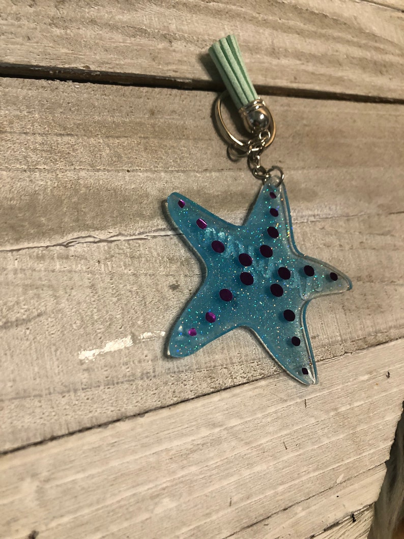Starfish Keychain Starfish Gift Glitter Starfish Ocean Life - Etsy