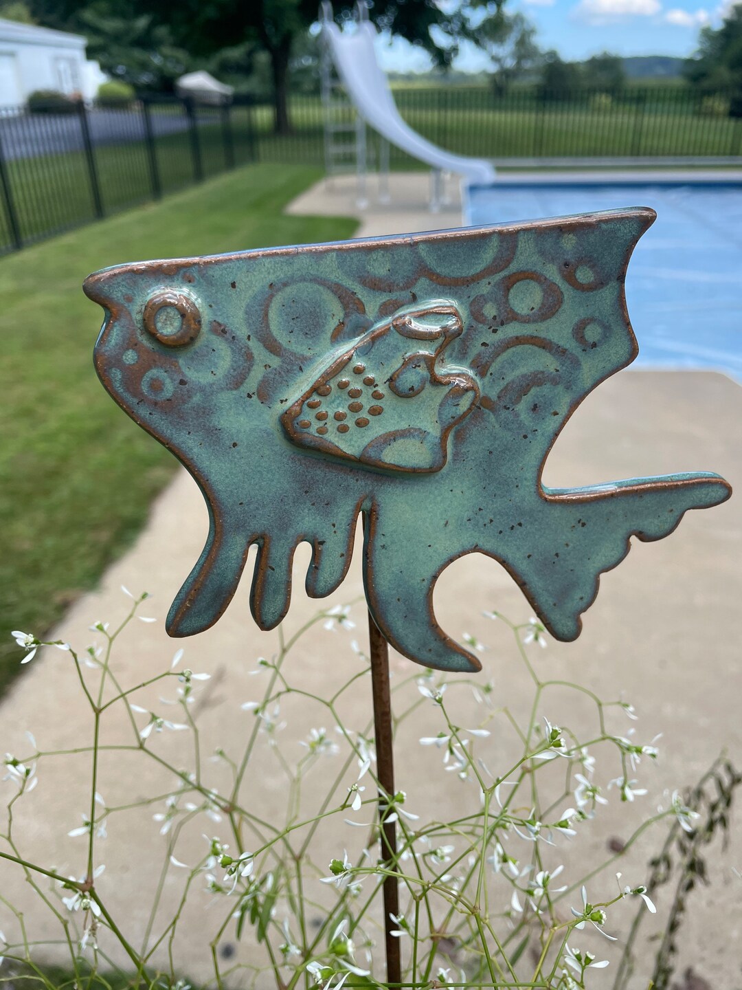 Fish Yard Art, Garden Decoration, Angel Fish, Fish Art, Planter Stake ...