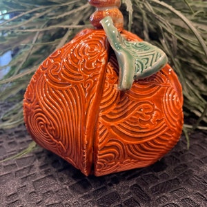 Harvest Orange Ceramic Pumpkin, Handmade Pottery, Fall Harvest ...