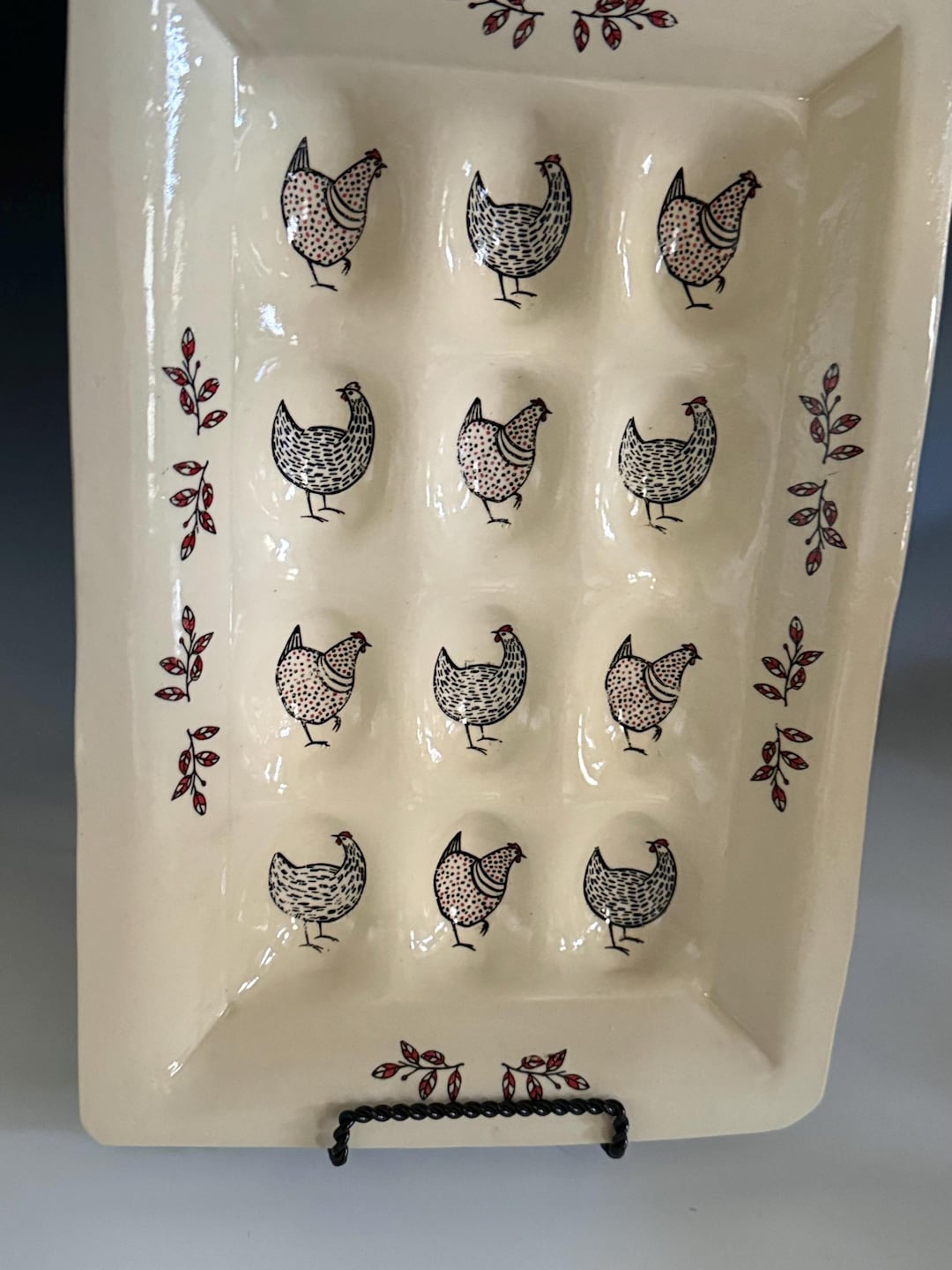 Handmade Chicken Ceramic Stoneware Egg Tray, Deviled Egg Platter ...