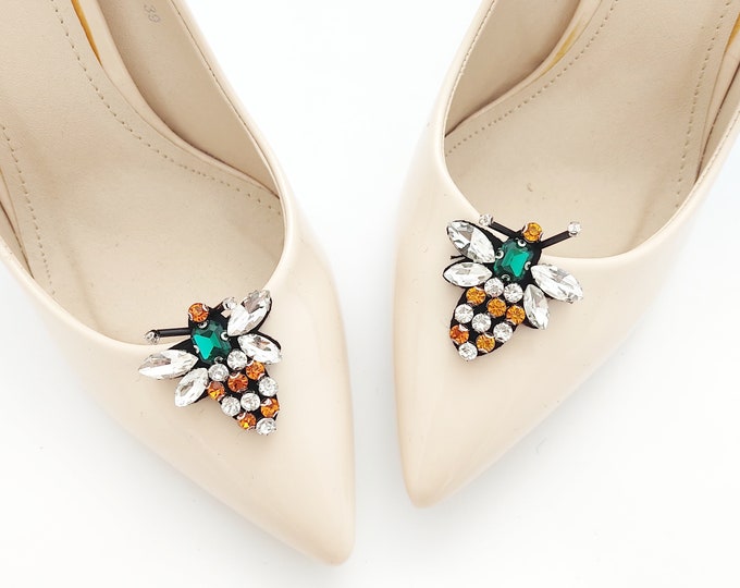 Insects Shoe Clips With Sequins and Stones ,wedding Shoe Clips , Bridal ...