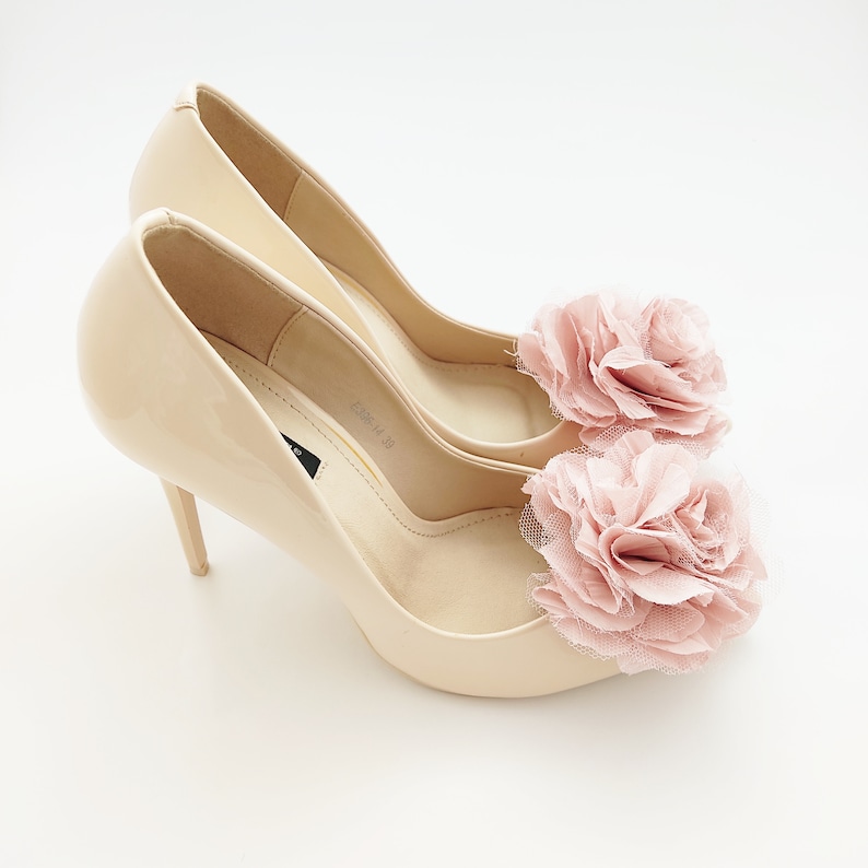 Large Flowers Pink or White Shoe Clips Powder Shoe Clips - Etsy