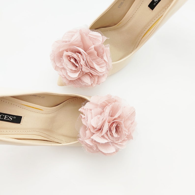 Large Flowers Pink or White Shoe Clips Powder Shoe Clips - Etsy