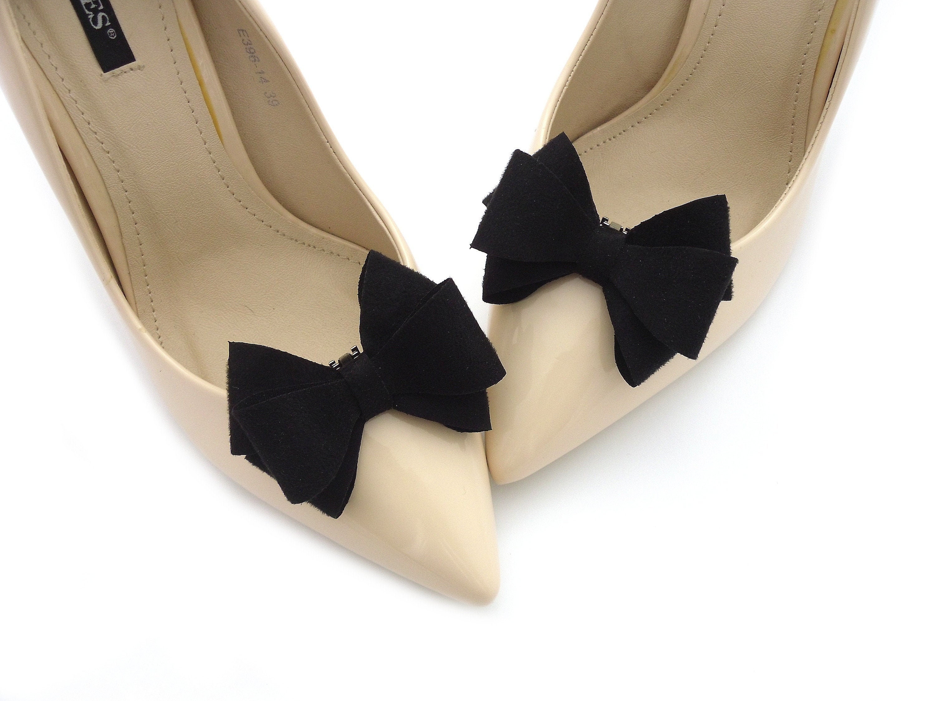 Black Suede Bows 3d Shoe Clips Black Shoe Clips Black | Etsy