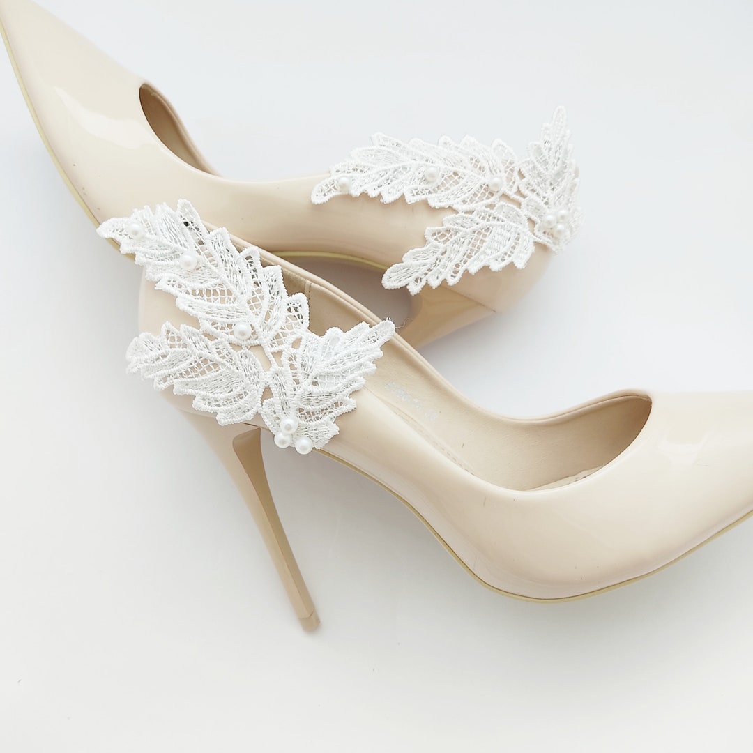 White Shoe Clips With Pearl Wedding Shoe Clips Bridal Shoe Clips White ...