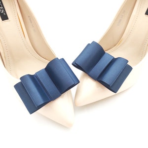 Navy Blue Shoe Clips Shoes Clips Schuhclips Navy Shoe Bows Bow Wedding ...