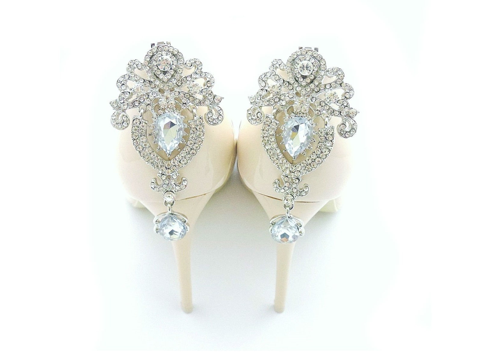 Silver Jewelry Shoe Clips Rhinestones Shoes Clip Schuhclips Wedding ...