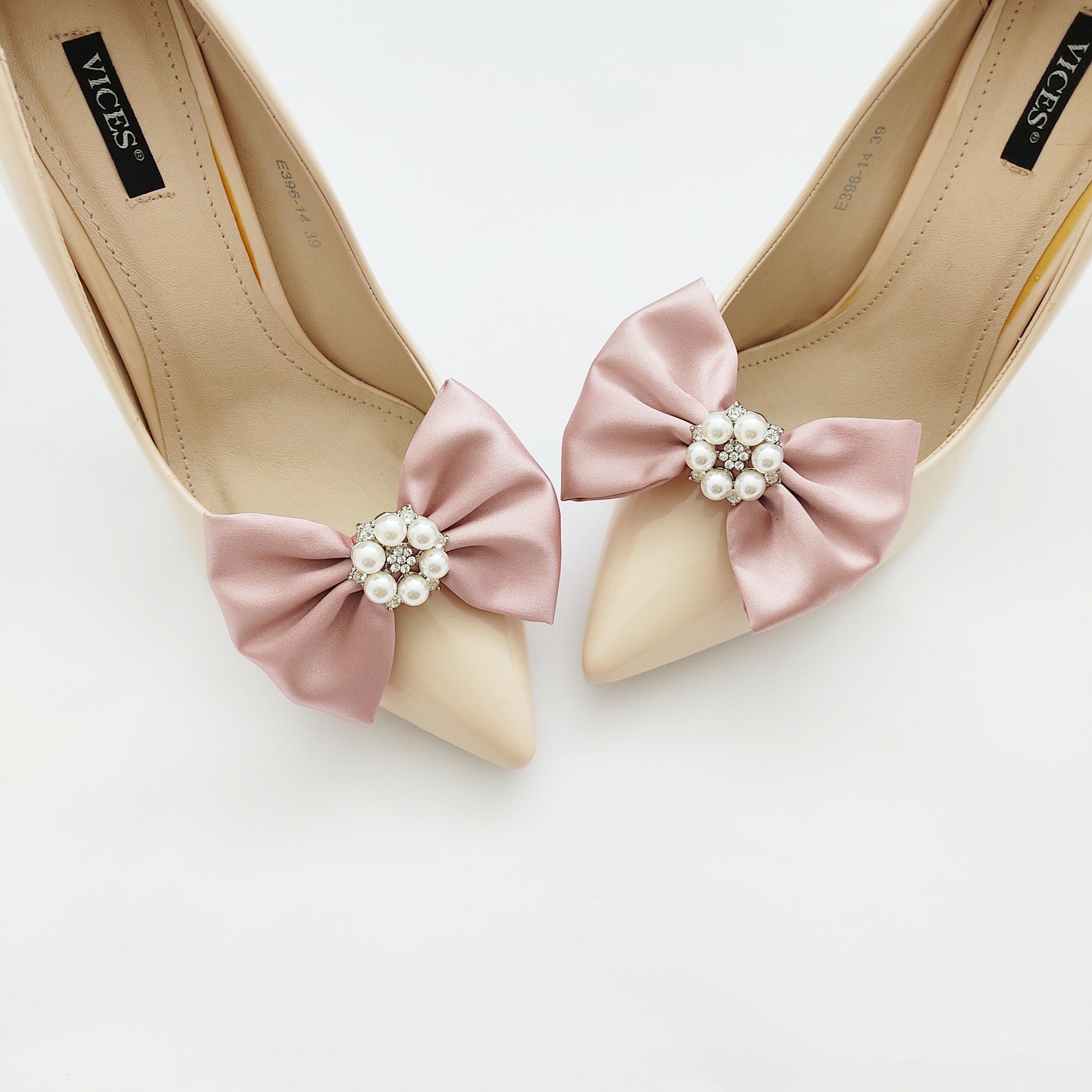 Pearl Satin Bows Shoe Clips Pink Shoes Clip Pearls Wedding - Etsy