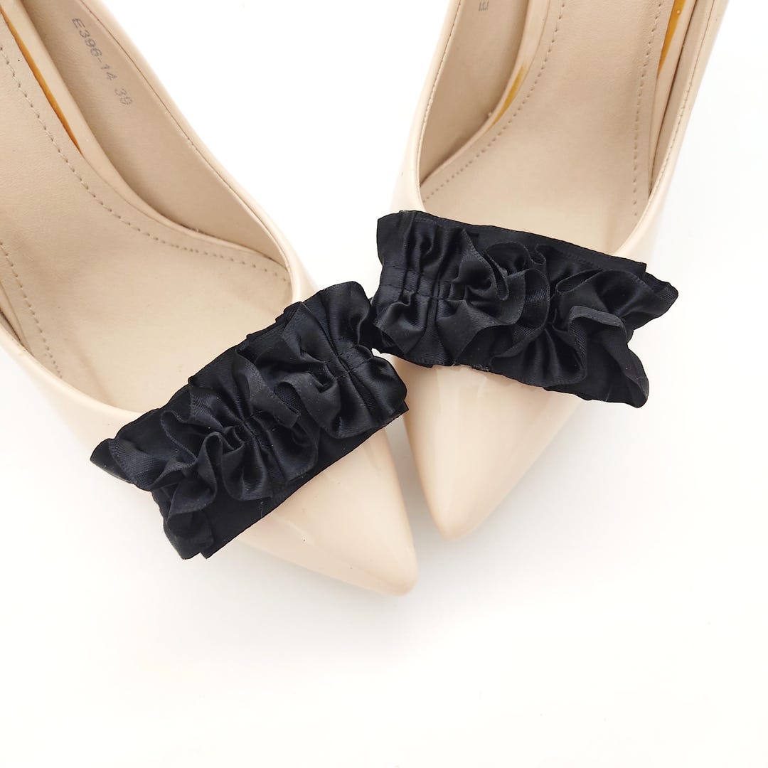 Black Shoe Clips | Ribbon Shoe Clips | Shoe Decarations | Black Satin ...