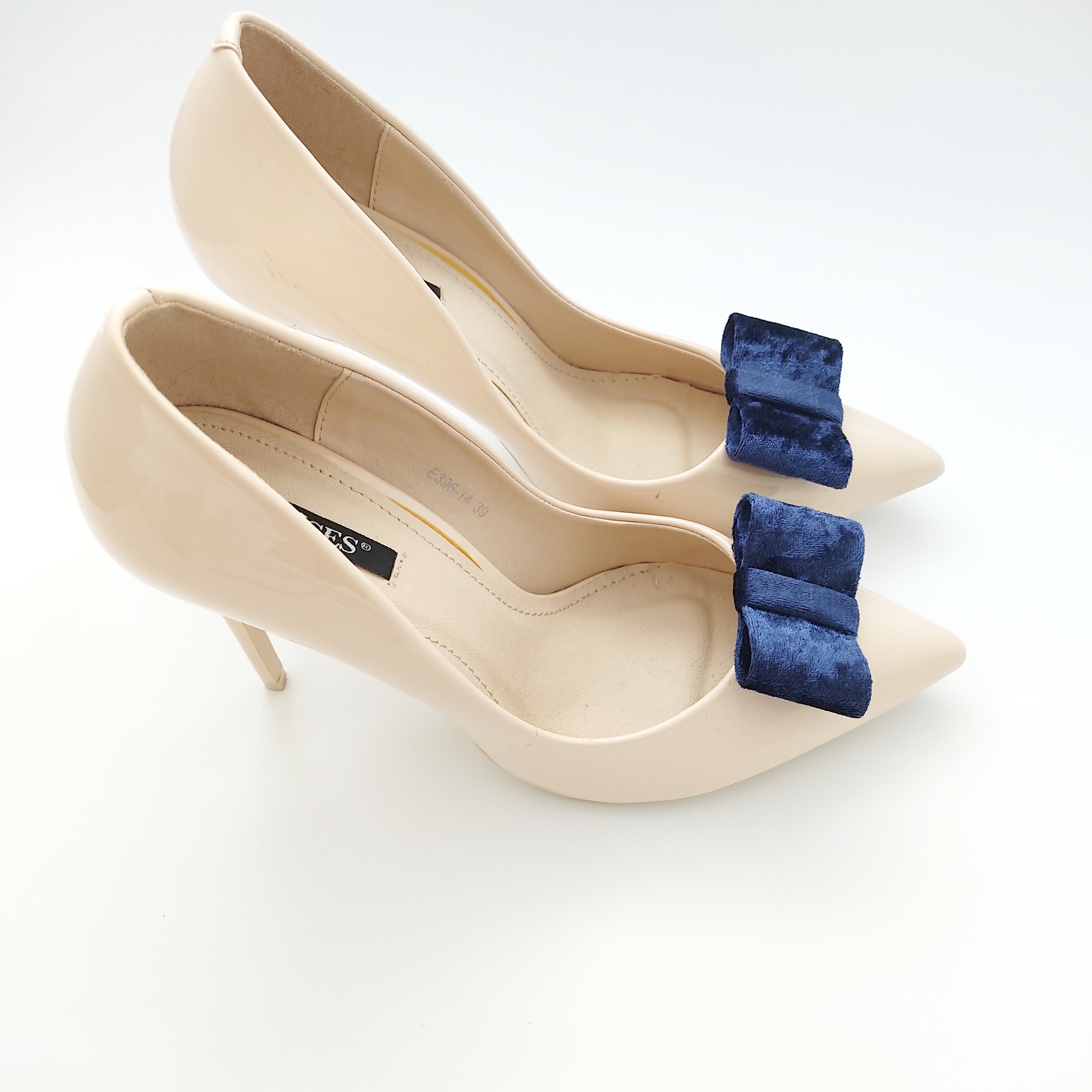 Navy Blue Velvet Shoe Clips, Bow Shoe Clips, Velvet Shoes, Decorations ...