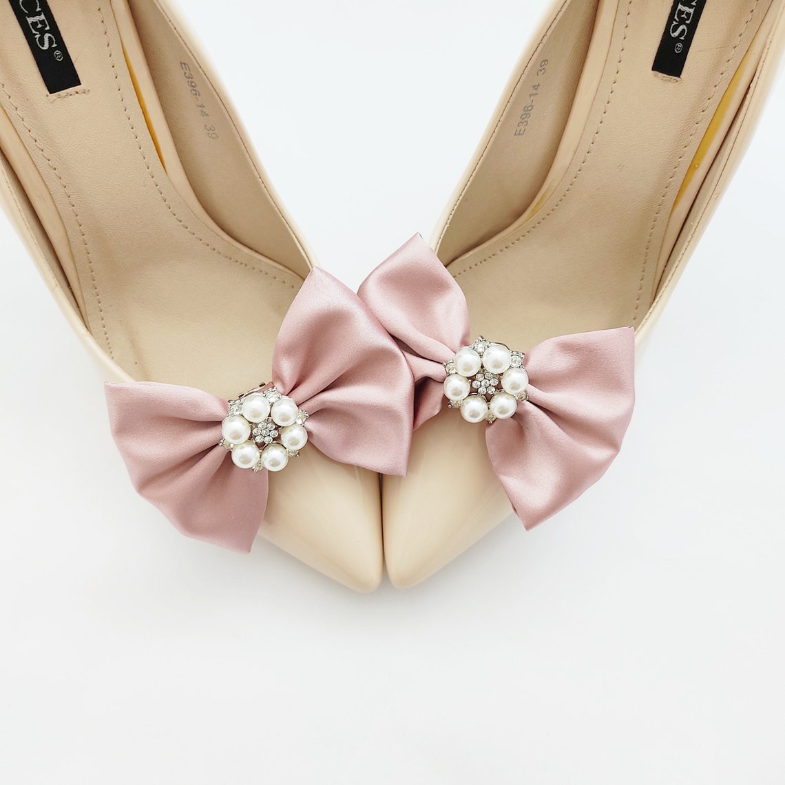 Pearl Satin Bows Shoe Clips Pink Shoes Clip Pearls Wedding - Etsy
