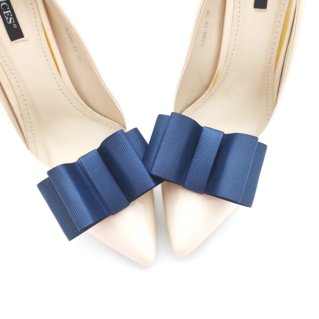 Navy Blue Shoe Clips Shoes Clips Schuhclips Navy Shoe Bows Bow Wedding ...