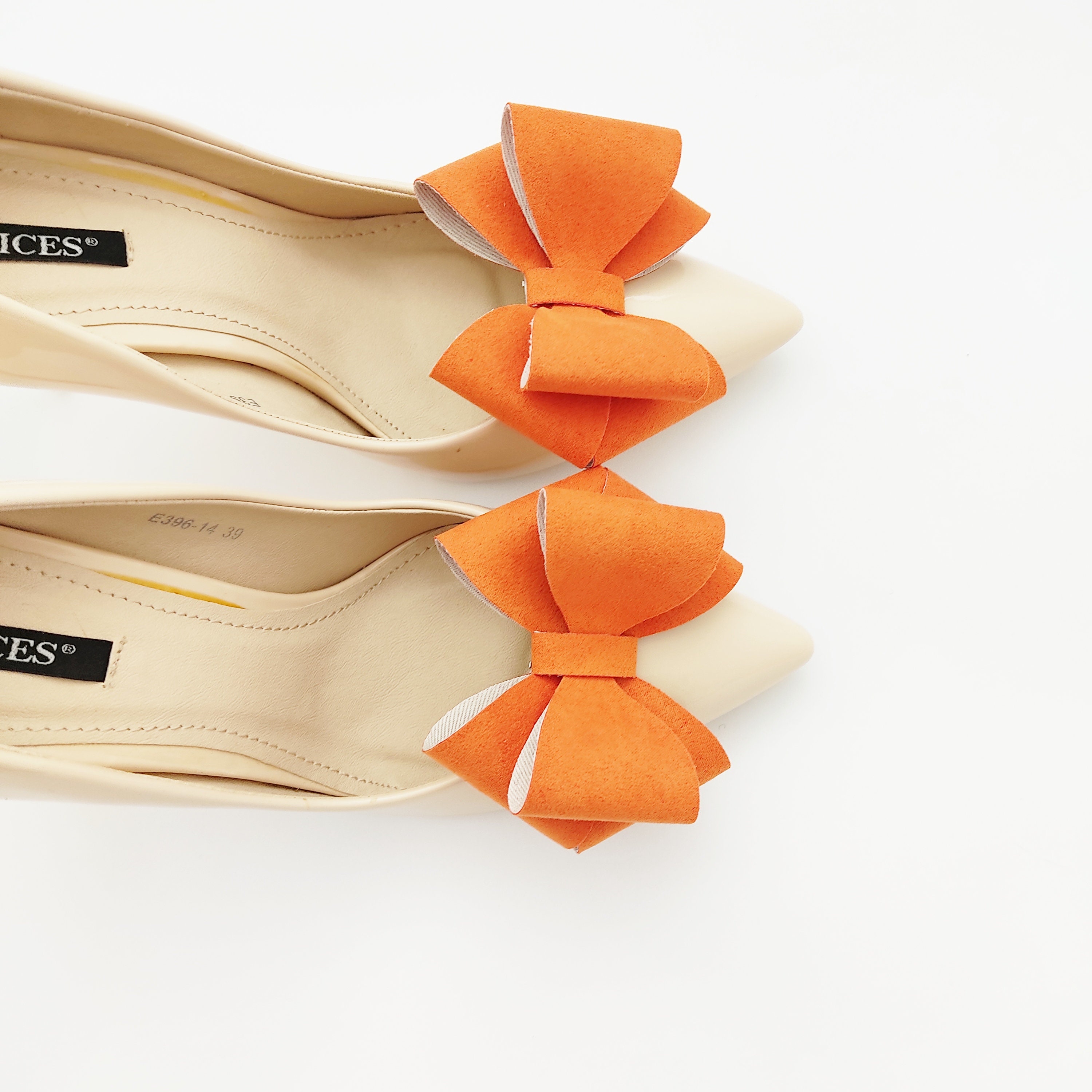 Orange suede shoe clips bows for shoes suede bows for shoe | Etsy