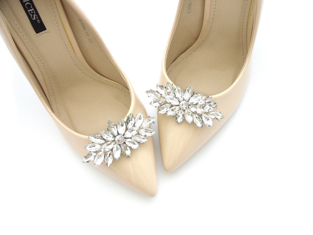 Silver Jewelry Shoe Clips Rhinestones Shoes Clip Schuhclips Wedding ...