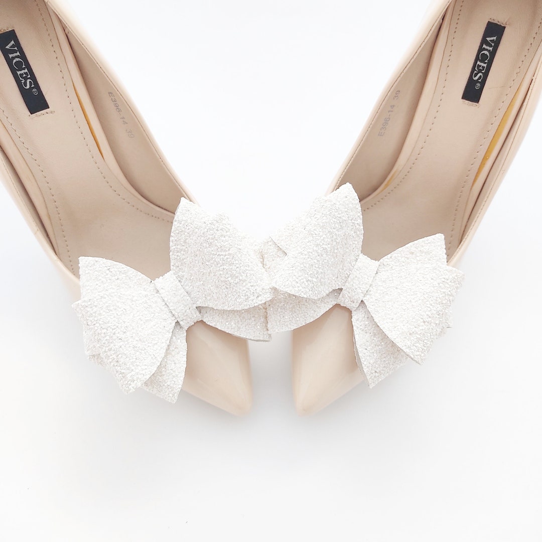White Shoe Clips 3D Bows for Shoes ,brokade Shoe Clips ,glitter Shoe ...