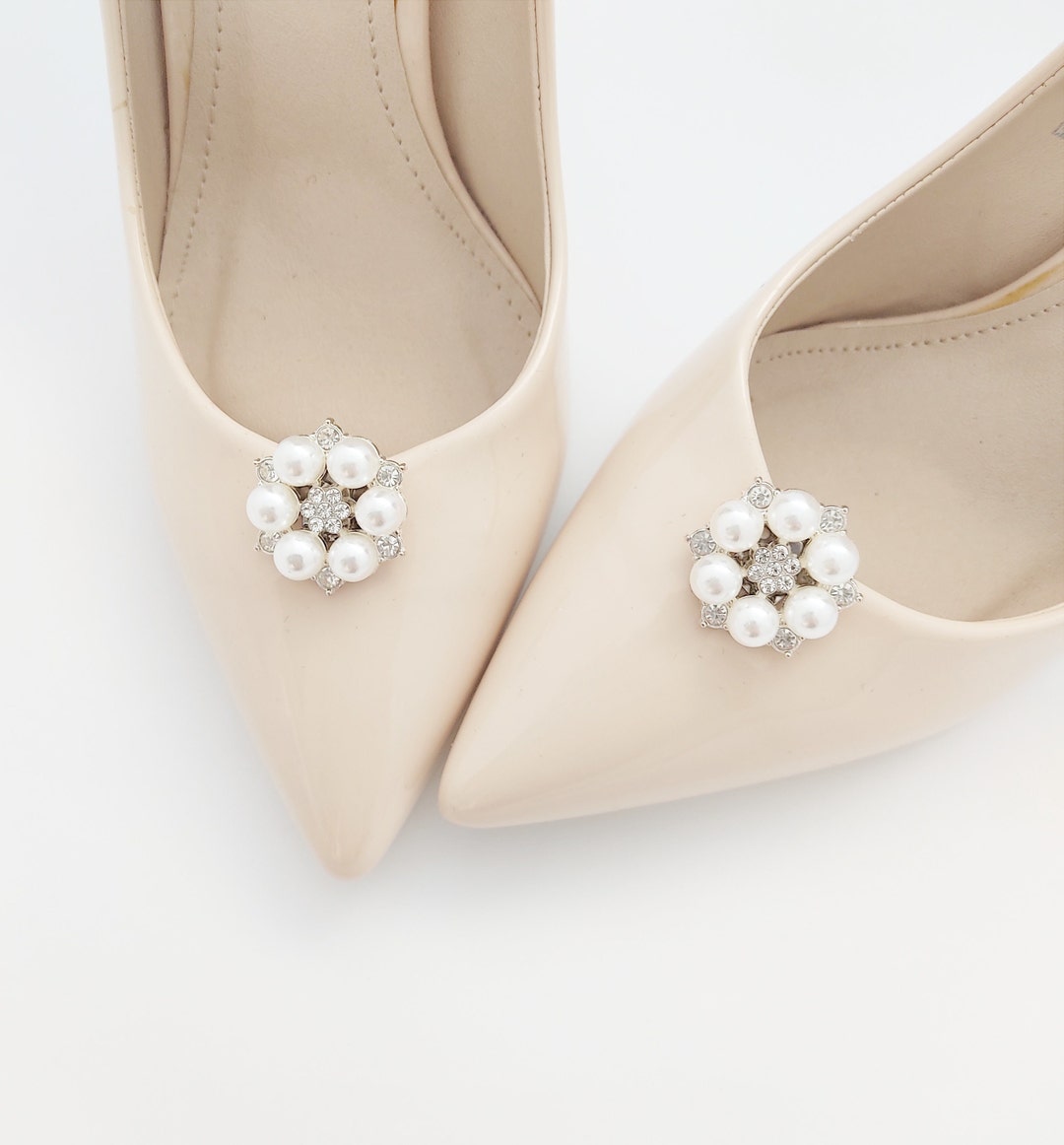 Ivory Pearls Shoe Clips Wedding Pearl Shoe Decorations Silver ...