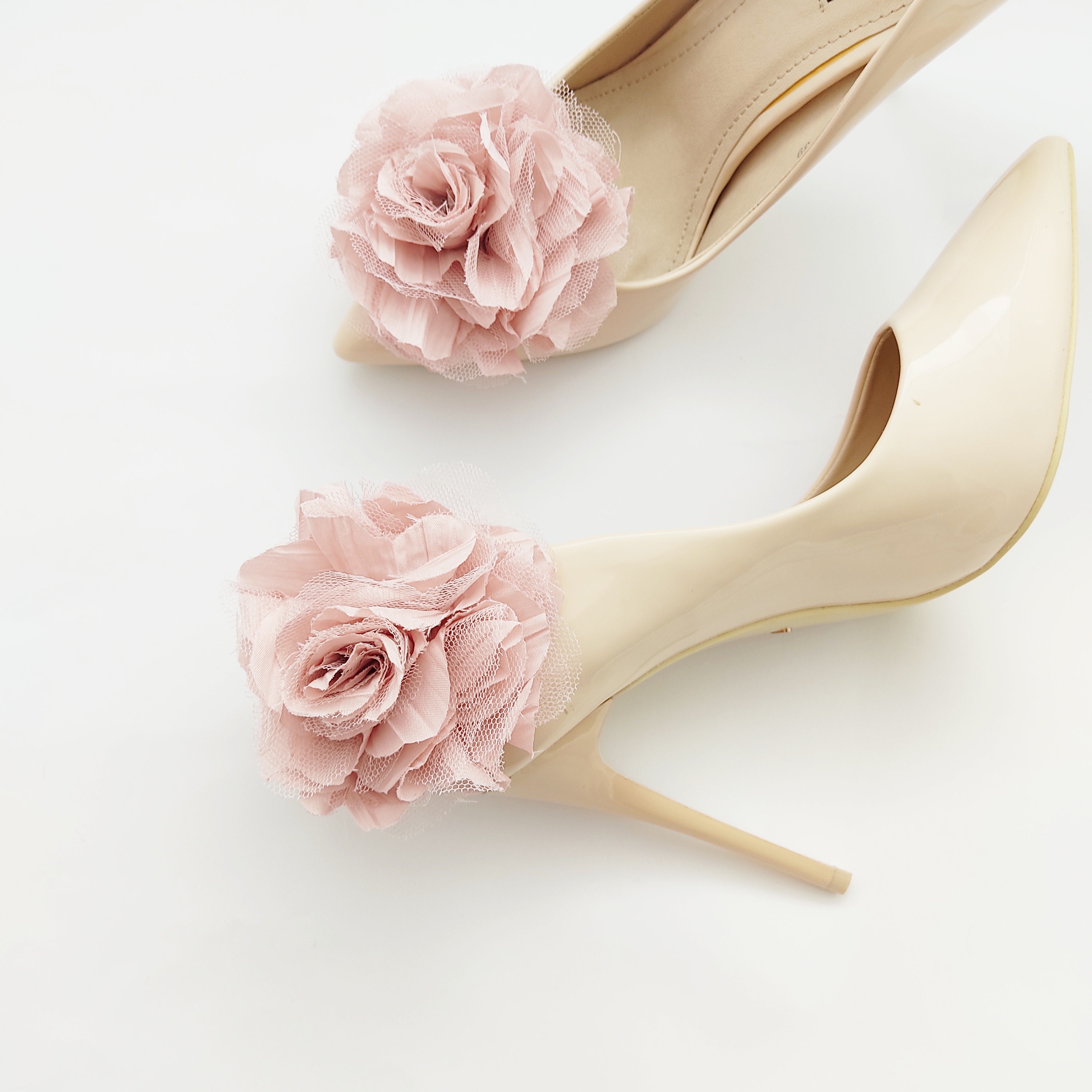 Large flowers pink or white shoe clips powder shoe clips | Etsy