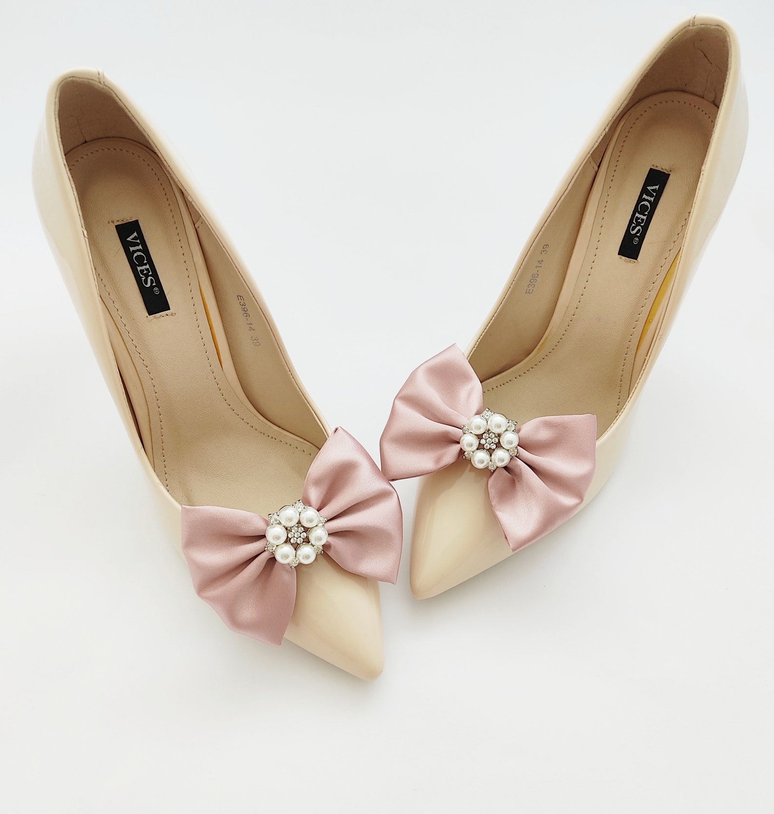 Pearl Satin Bows Shoe Clips Pink Shoes Clip Pearls Wedding - Etsy