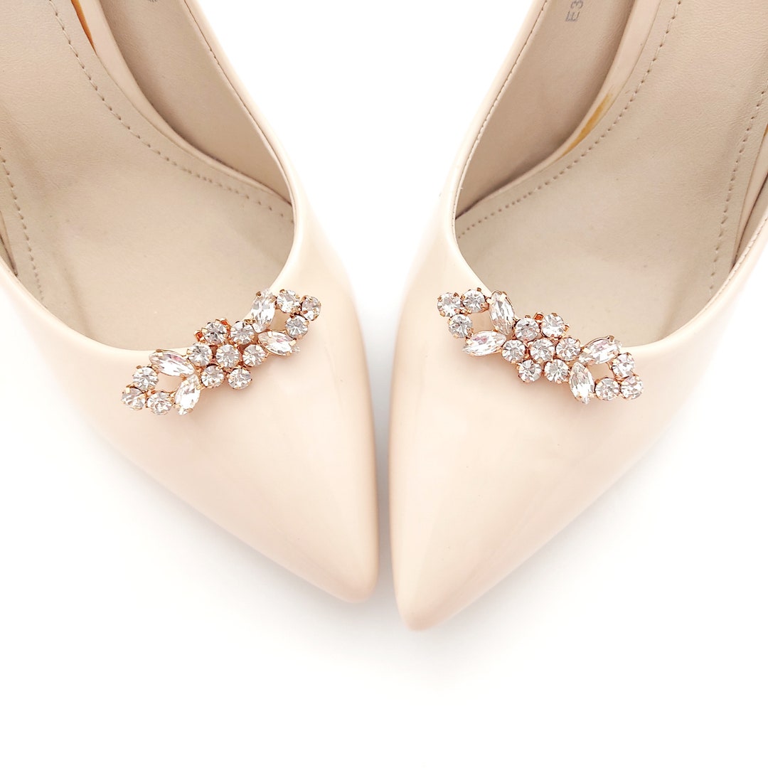 Gold Jewelry Shoe Clips Rhinestones Shoes Clip Schuhclips Wedding Shoe ...