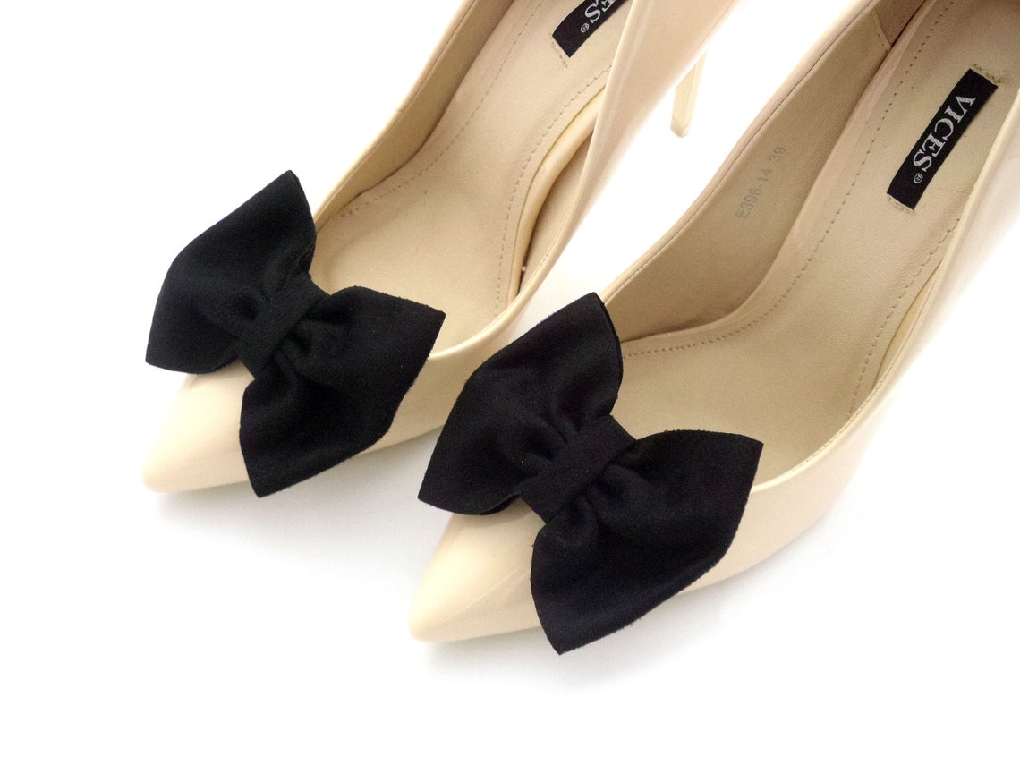 Black Suede Shoe Clips, Bow Shoe Clips, Suede Shoes, Decorations for ...