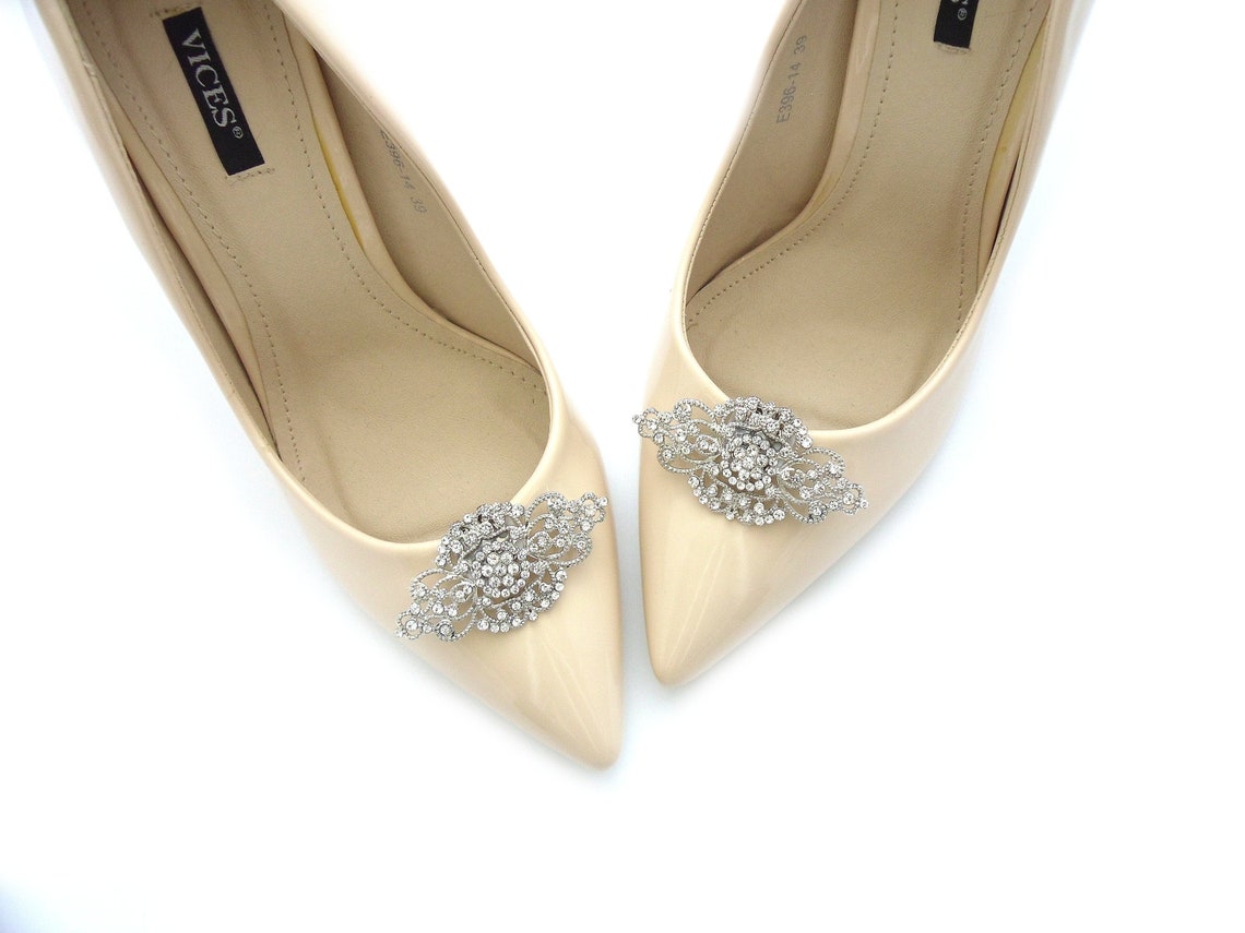 Silver Jewelry Shoe Clips Rhinestones Shoes Clip Schuhclips - Etsy