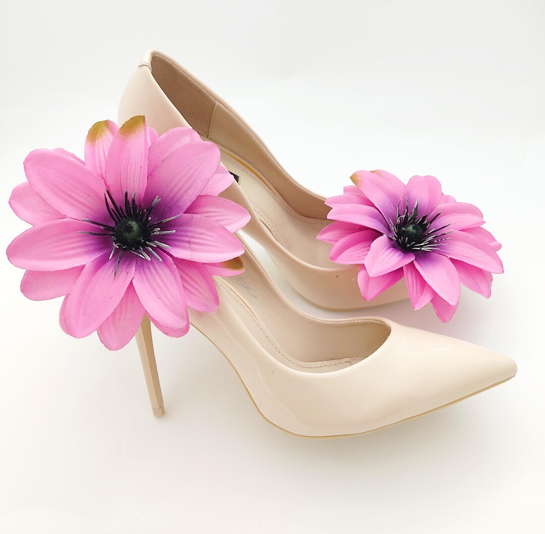Large Pink Flowers Shoe Clips | Dark Pink Shoe Clips | Shoe Decarations ...