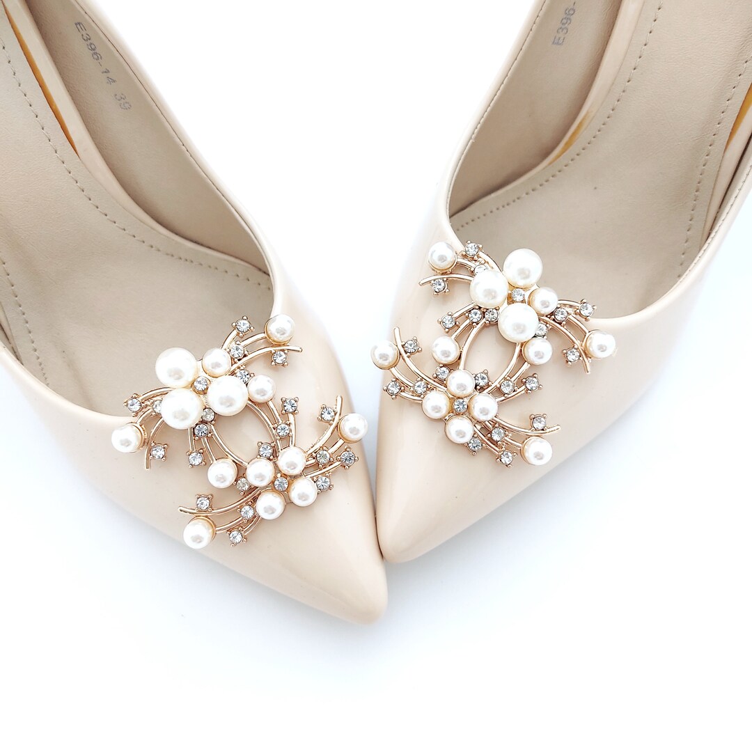 Pearls Shoe Clips Wedding Pearl Shoe Clips Decorations Silver ...