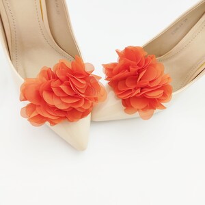 Orange Pom Pom Flowers Shoe Clips, Orange Clips for Shoes, Wedding ...