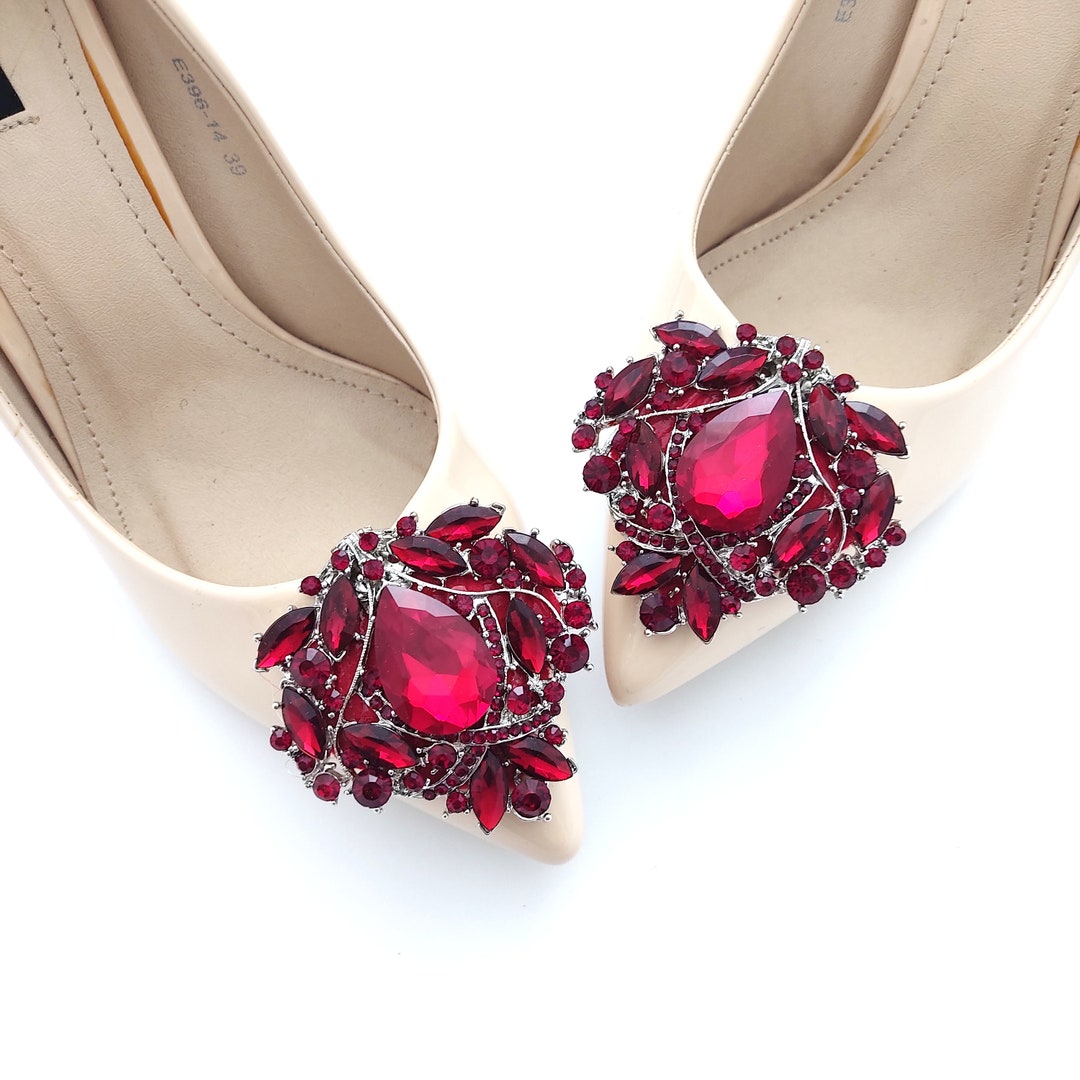 Jewelry Red Shoe Clips Wedding Shoe Clips, Jewelry Bridal Shoes ...