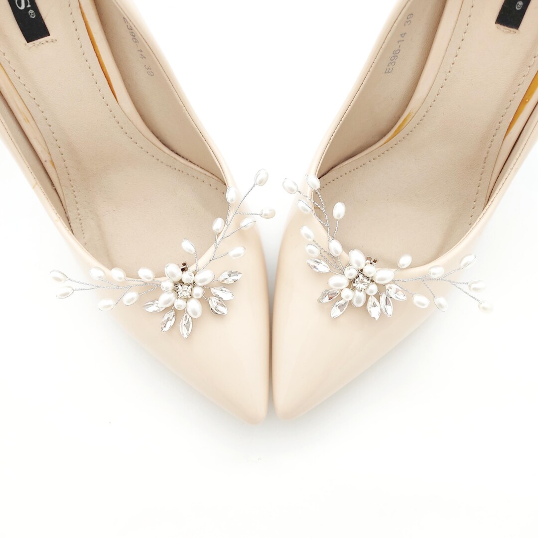 Pearls Shoe Clips Wedding Pearl Shoe Clips Decorations Silver ...