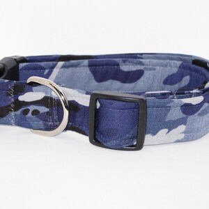 Navy Blue Camo Dog Collar | With Dog Bow Tie | Blue Camo | Military ...